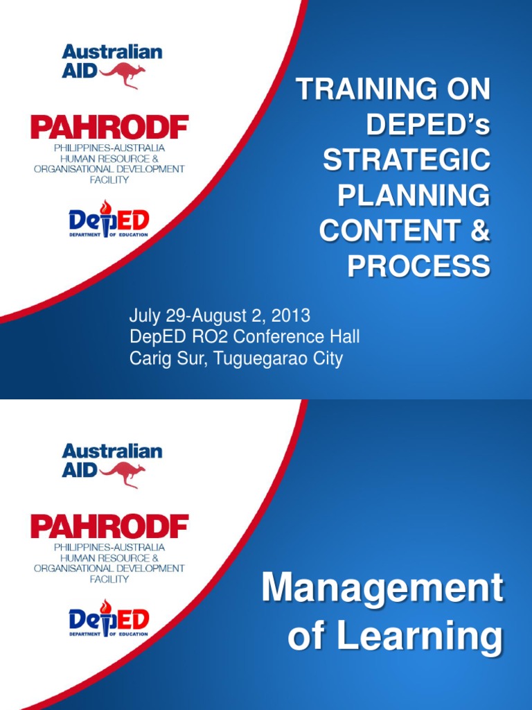 Training On Deped'S Strategic Planning Content & Process | PDF | Goal ...