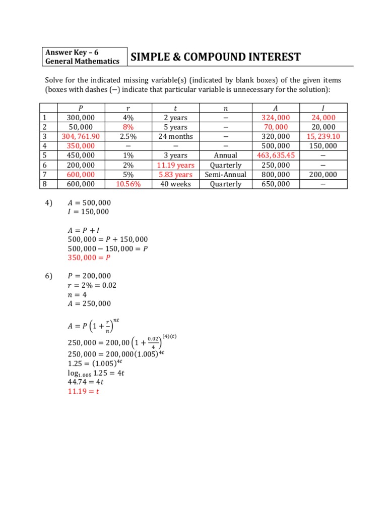 Simple & Compound Interest Solutions | PDF | Interest | Banking