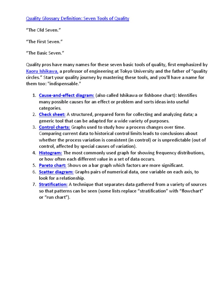 Quality Glossary Definition: Seven Tools of Quality: Cause-And-Effect ...