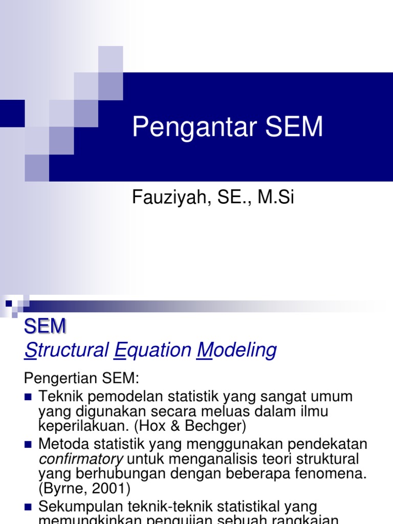 Pengantar Structural Equation Modeling | PDF | Metode & Bahan Ajar