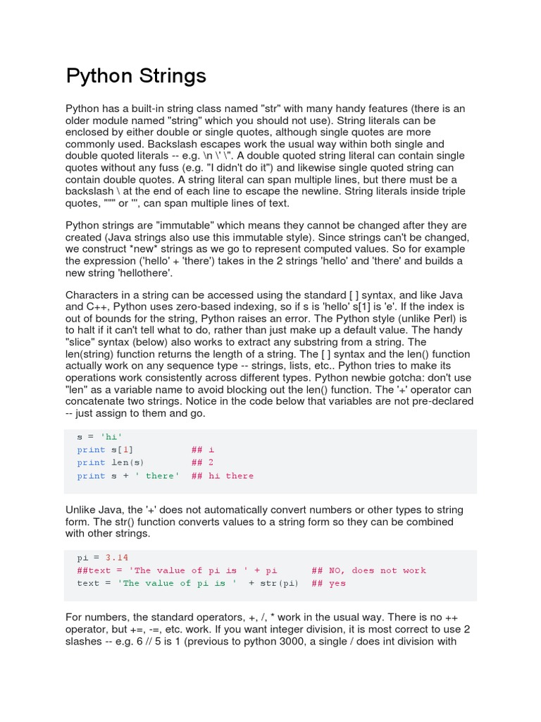 Python Strings: S S Len(s) S+ | PDF | Software Development | Notation
