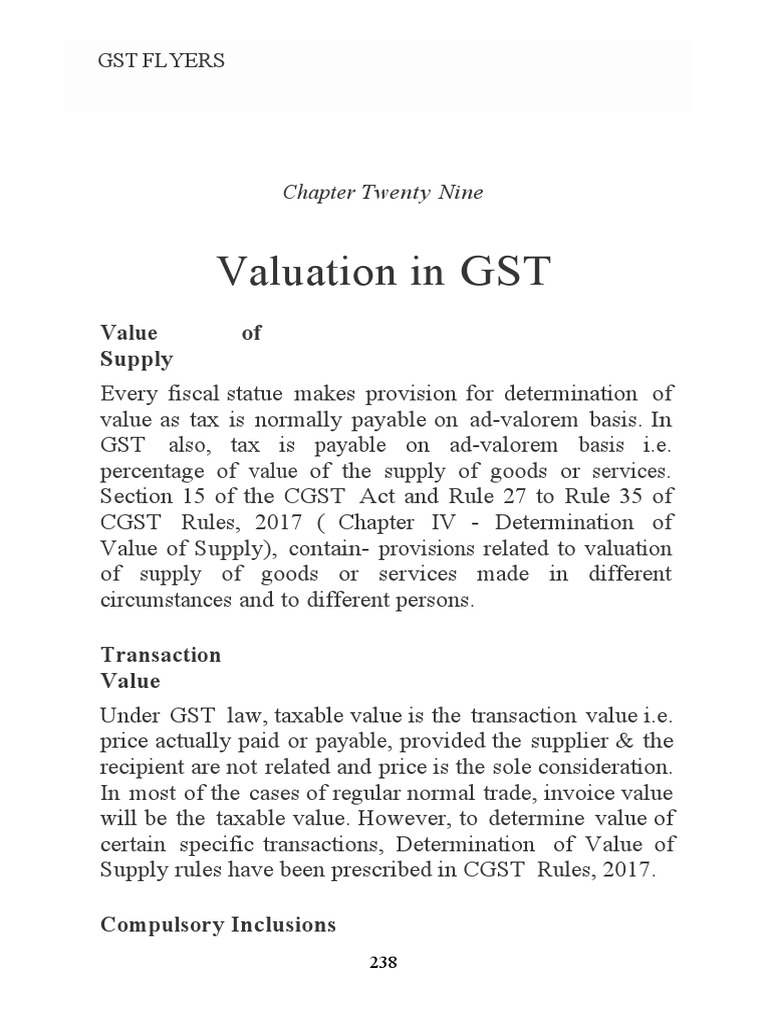 GST Valuation of Supply Explained | PDF | Value Added Tax | Insurance