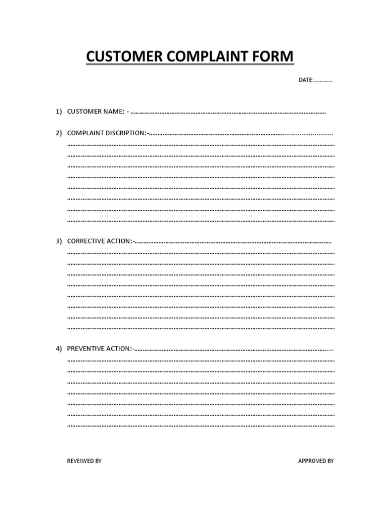 Customer Complaint Form | PDF