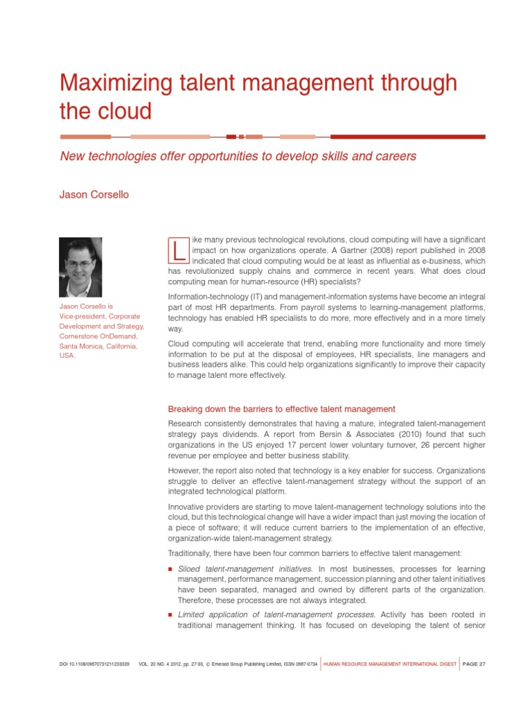 Cloud Solutions for Talent Management | PDF | Software As A Service ...