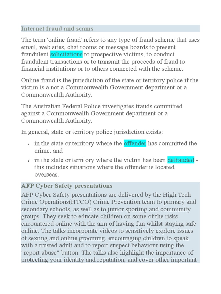 Internet Fraud and Scams: AFP Cyber Safety Presentations | Download ...