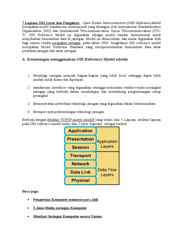 7 Lapisan OSI Layer Dan Fungsinya | PDF