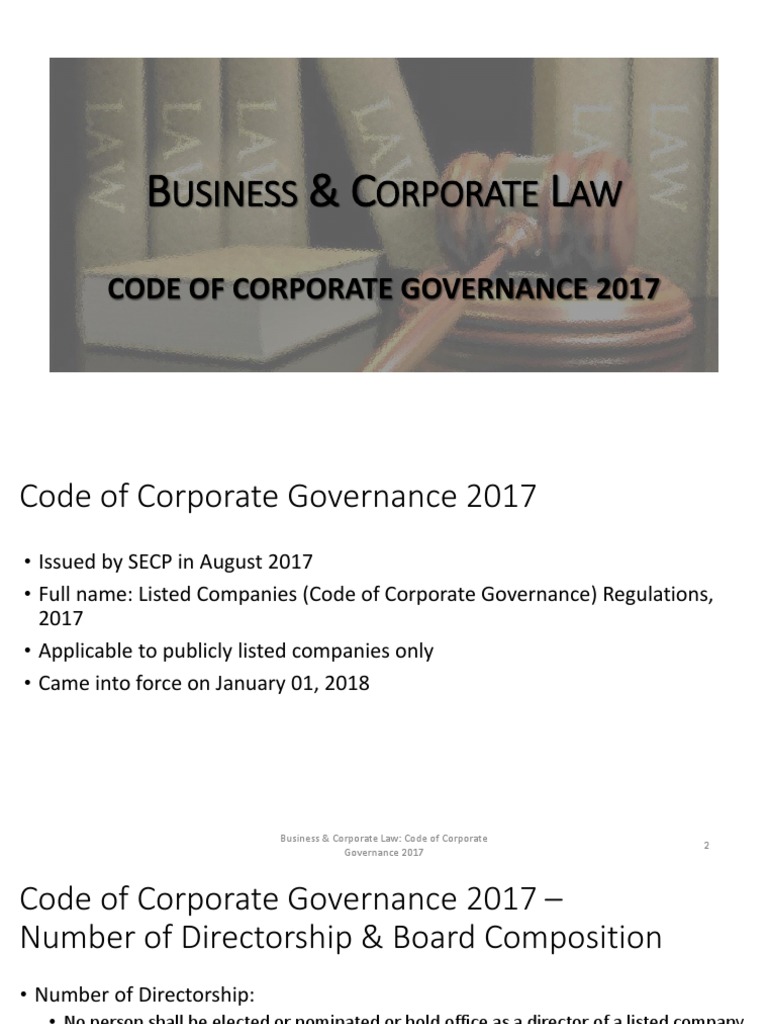 Corporate Governance Code 2017 Overview | PDF | Board Of Directors ...