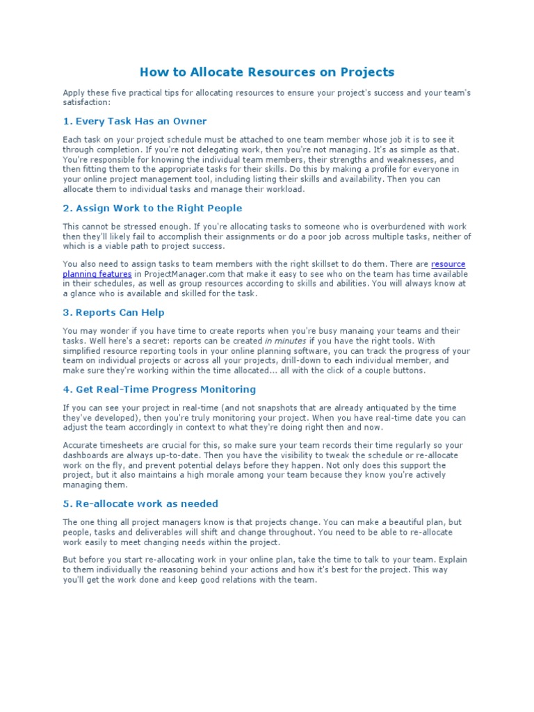 How To Allocate Resources On Projects | Download Free PDF | Project ...