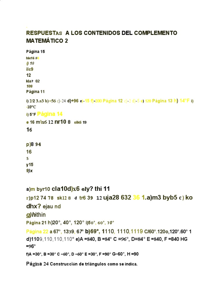 Respuestas Complemento Matematico 2 | Naturaleza