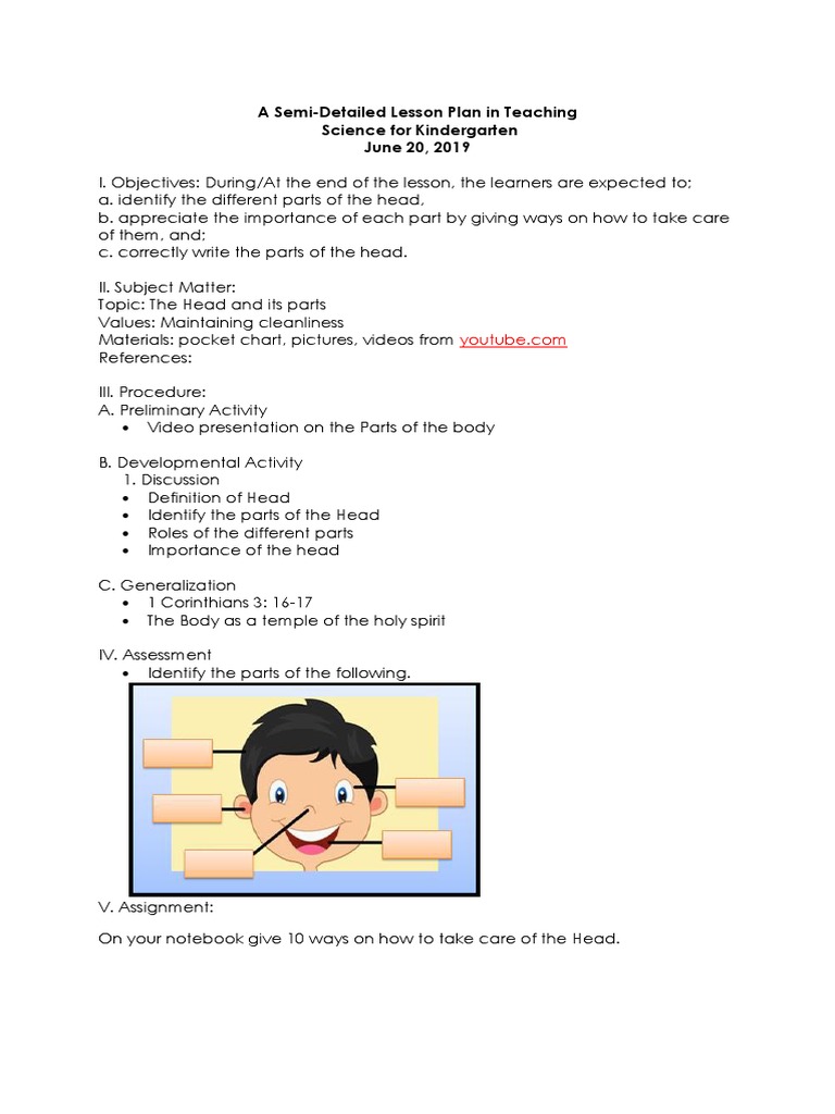 Lesson Plan - Head and Mouth | PDF