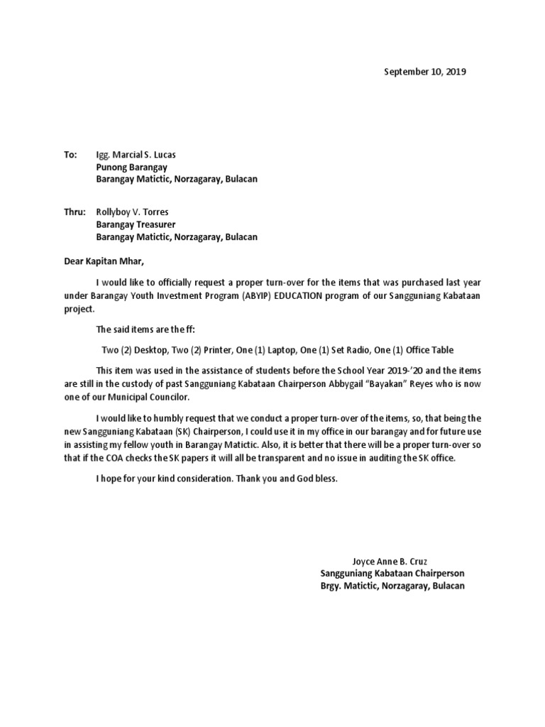 Turnover Letter 1 | PDF