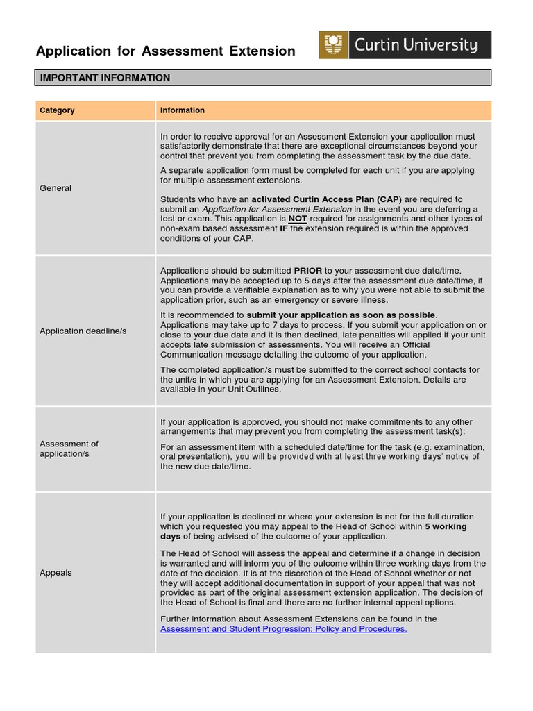 Application For Assessment Extension | PDF | Test (Assessment) | Government