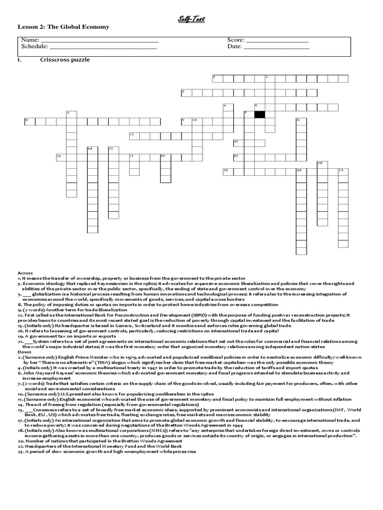 Global Economy Self-Test Quiz | PDF | Bretton Woods System | Monetary ...