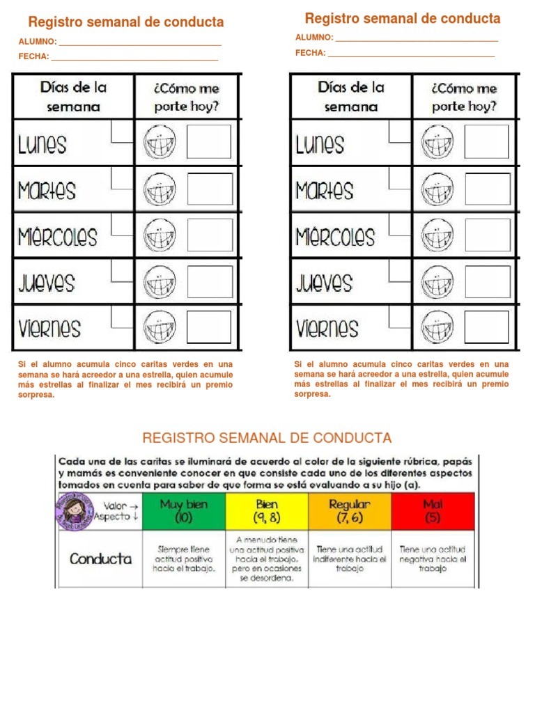 Registro Semanal de Conducta Infantil | PDF