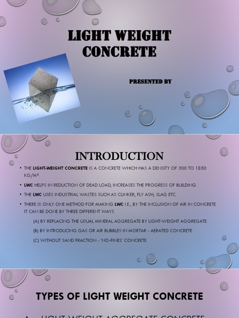 Light Weight Concrete | PDF | Construction Aggregate | Concrete