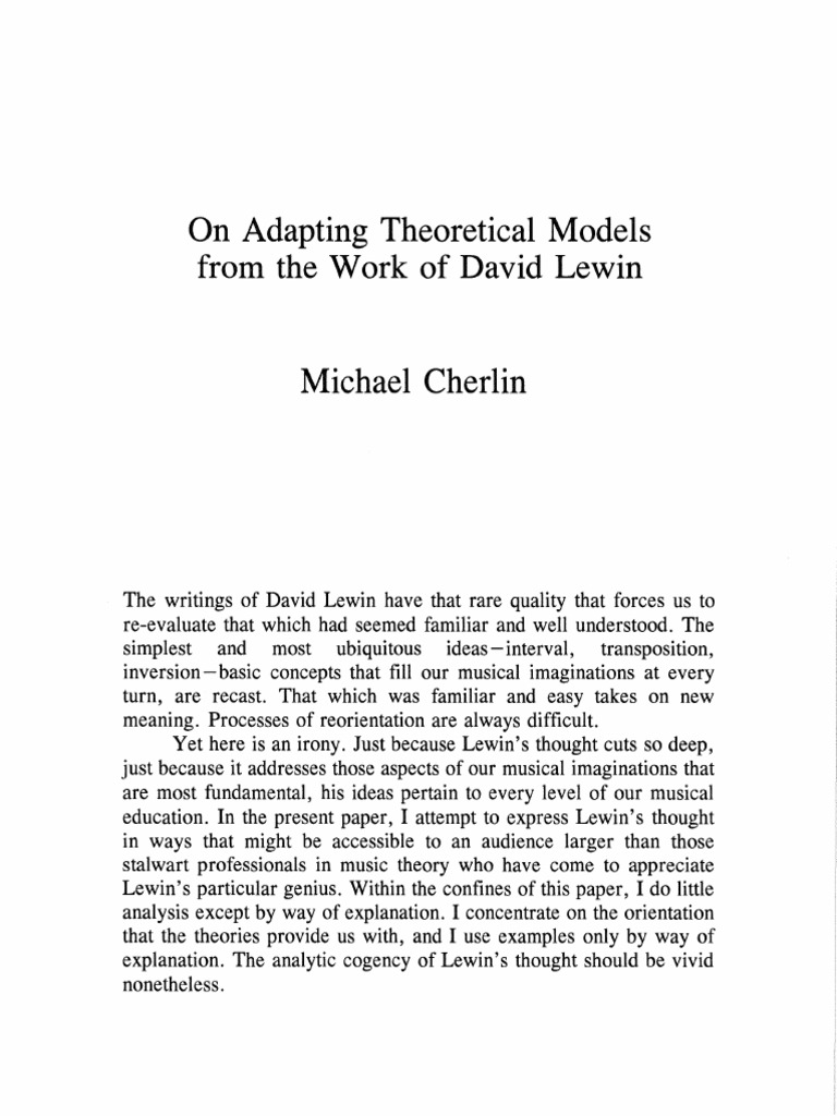 Michael Cherlin Adpating David Lewin | PDF | Interval (Music ...