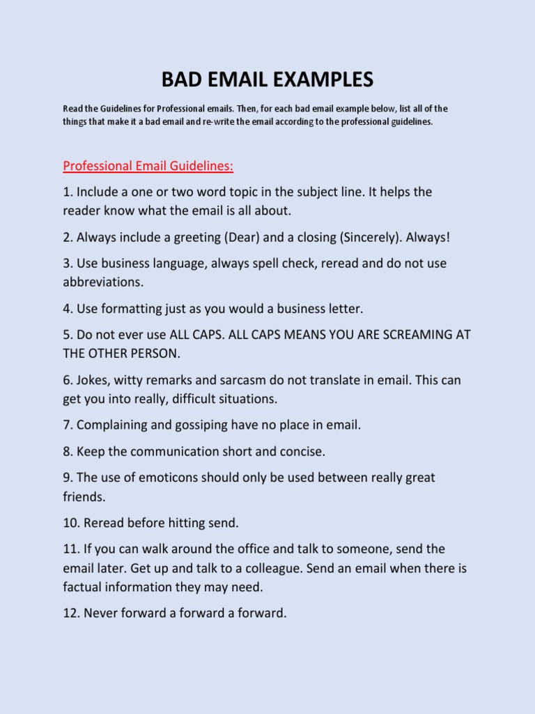 Bad Email Examples | PDF