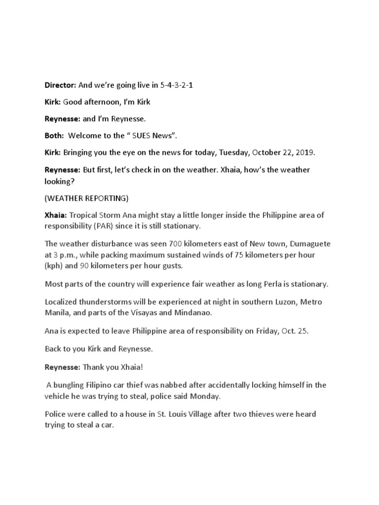 TV News Script | PDF | Science & Mathematics