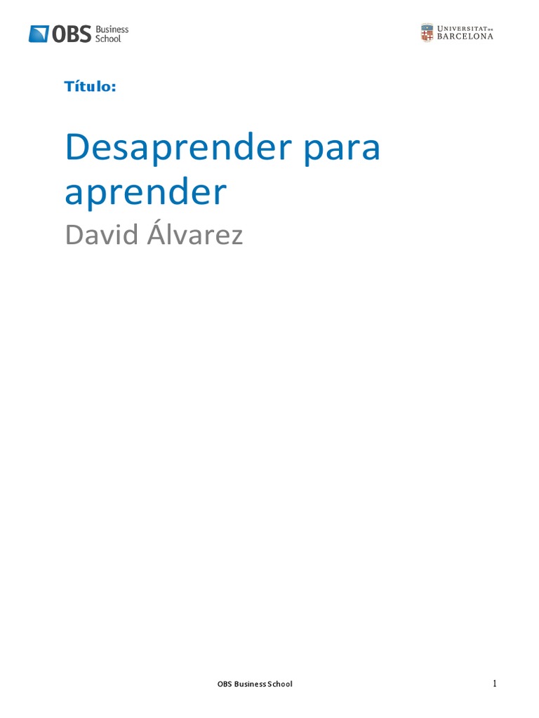 Desaprender para Aprender | PDF | Aprendizaje | Conceptos psicologicos