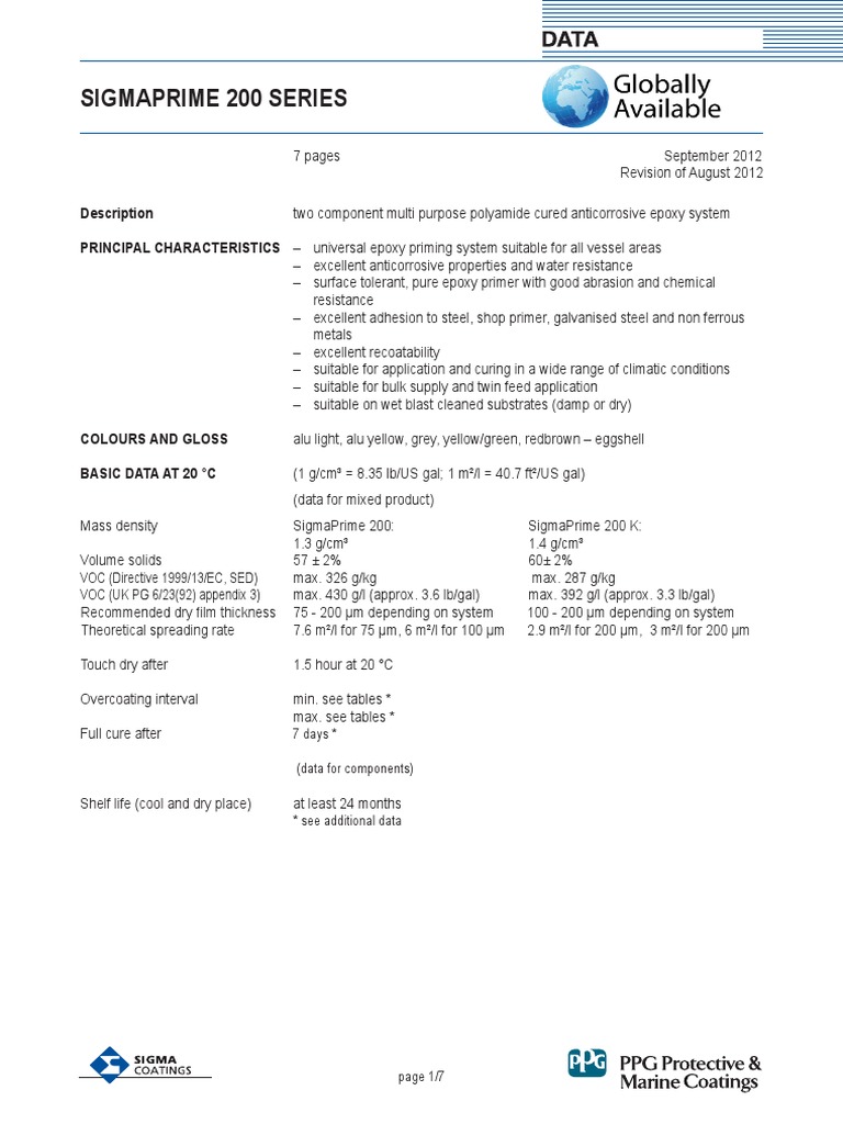 Sigma Prime 200 | PDF | Paint | Chemistry