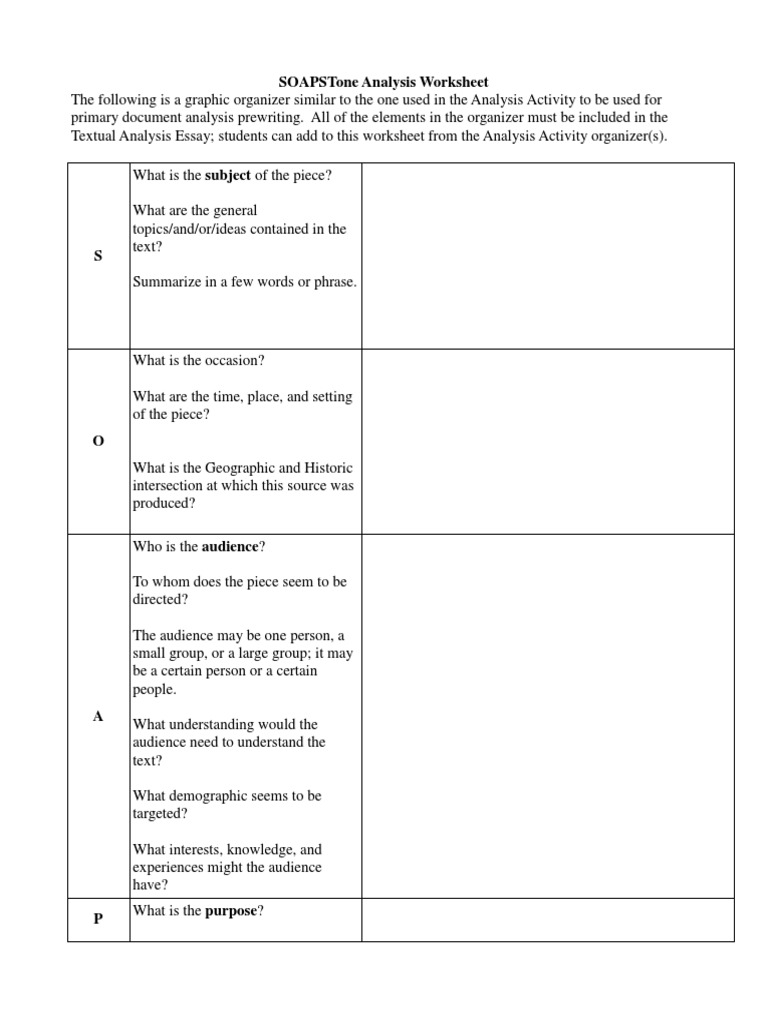 Soapstone Worksheet | PDF