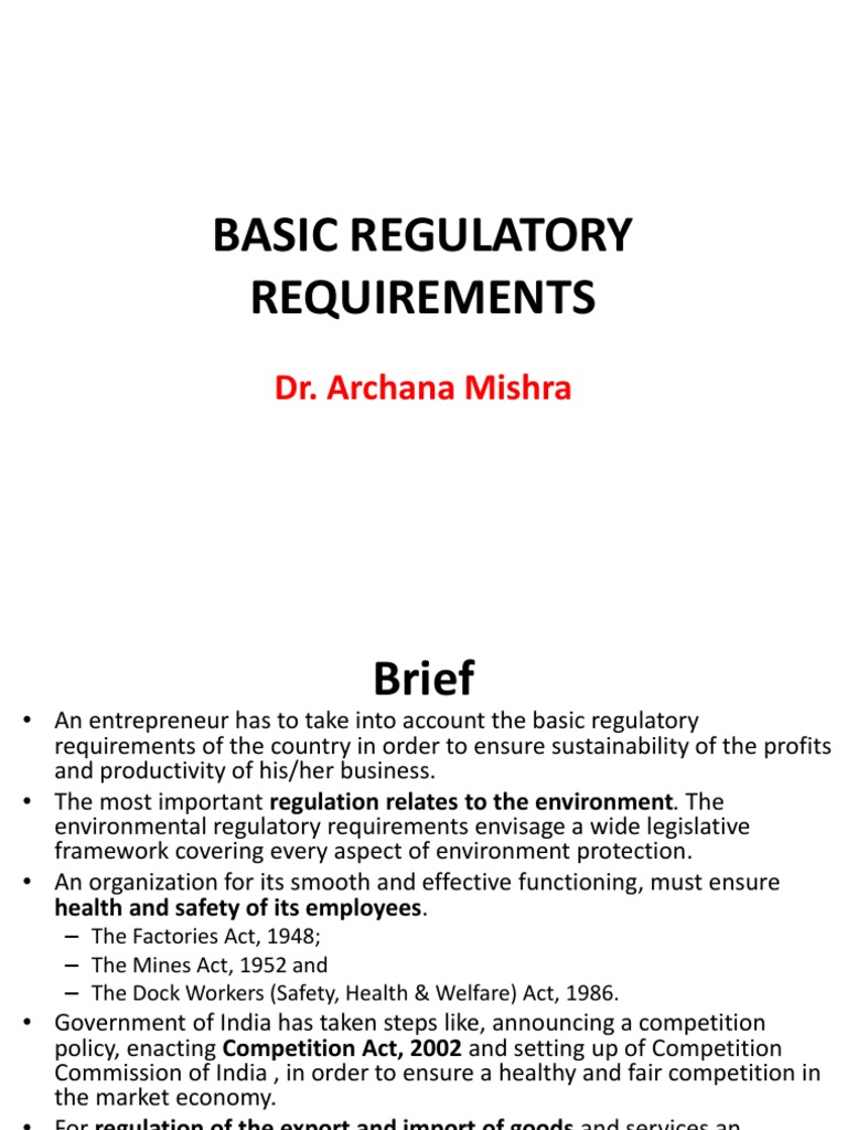 Basic Regulatory Requirements | PDF | Employment | Occupational Safety ...