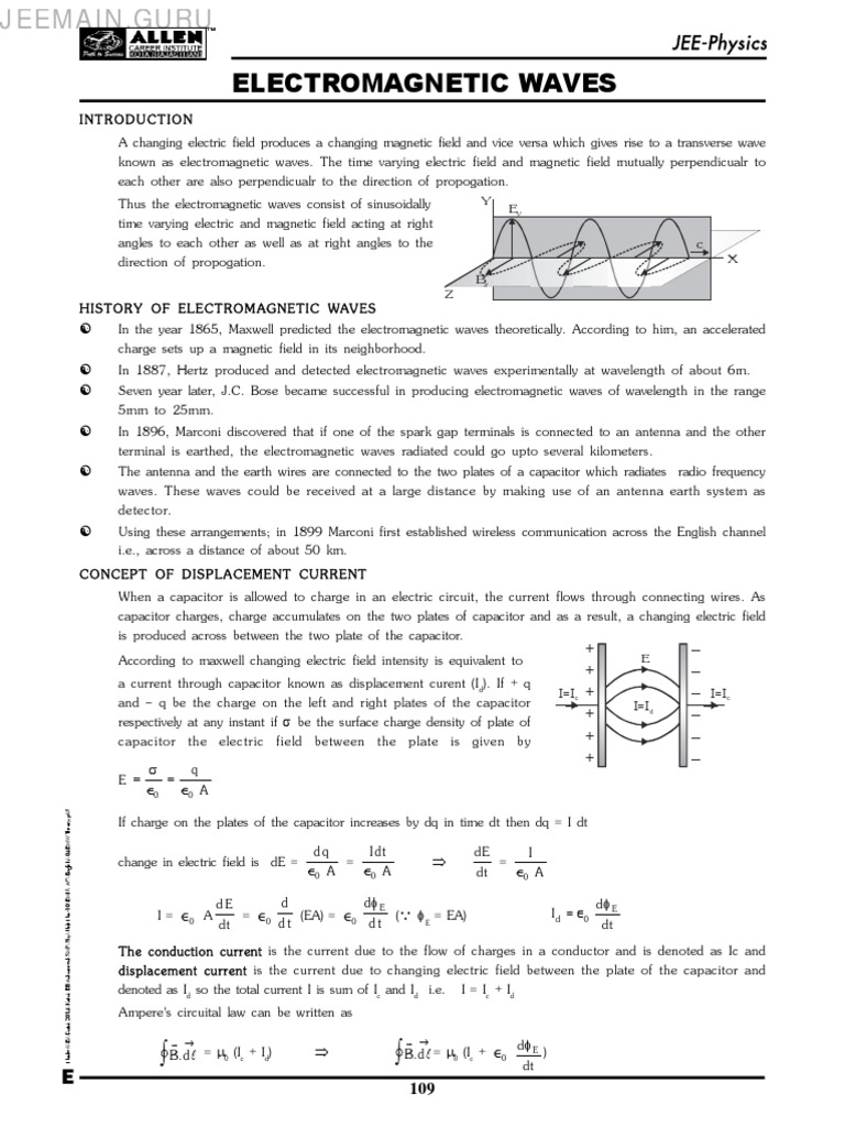 04 Emw Theory Jeemain - Guru | PDF | Electromagnetic Radiation | Waves