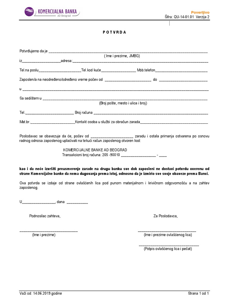 Potrebna Dokumentacija Stanovnistvo Racuni | PDF