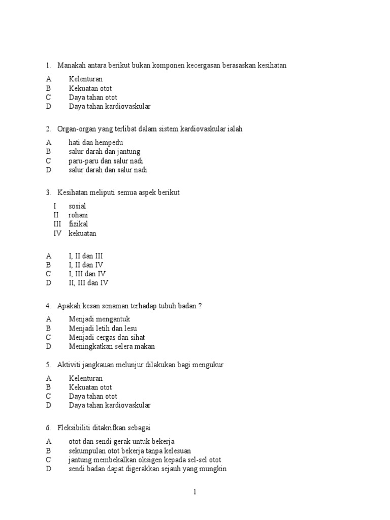 Soalan PJPK Tingkatan 5 | PDF