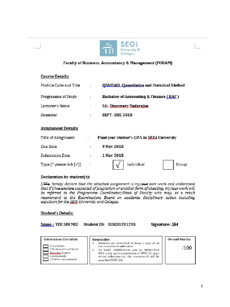 QSM Assignment | Download Free PDF | Mode (Statistics) | Academic Degree