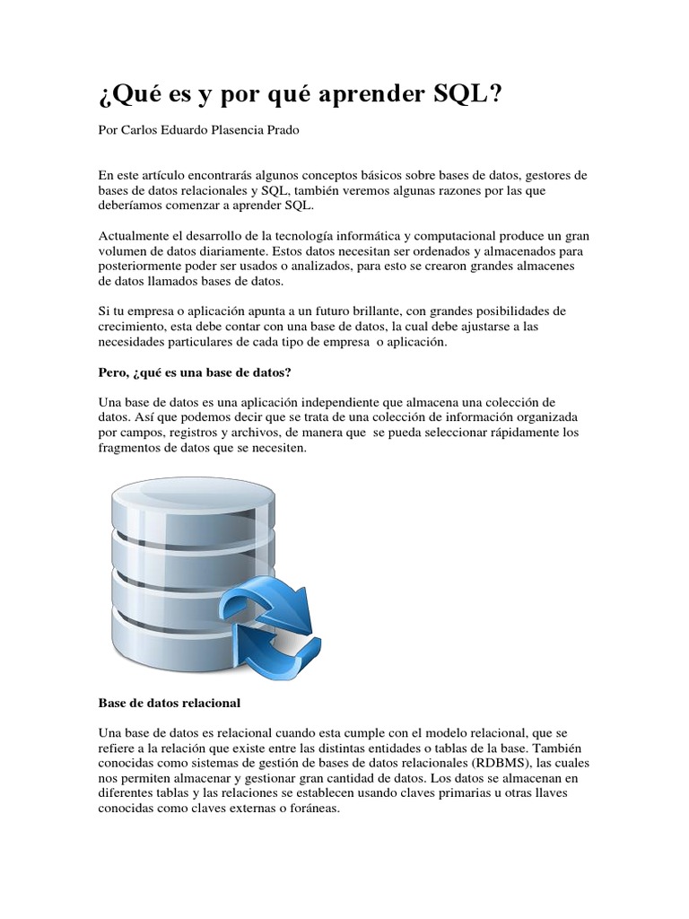 Importancia Del SQL | Descargar gratis PDF | SQL | Base de datos relacional
