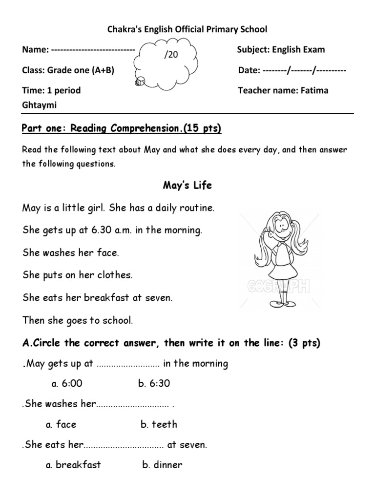 Grade 1 Daily Routine Comprehension | PDF | Language Arts & Discipline