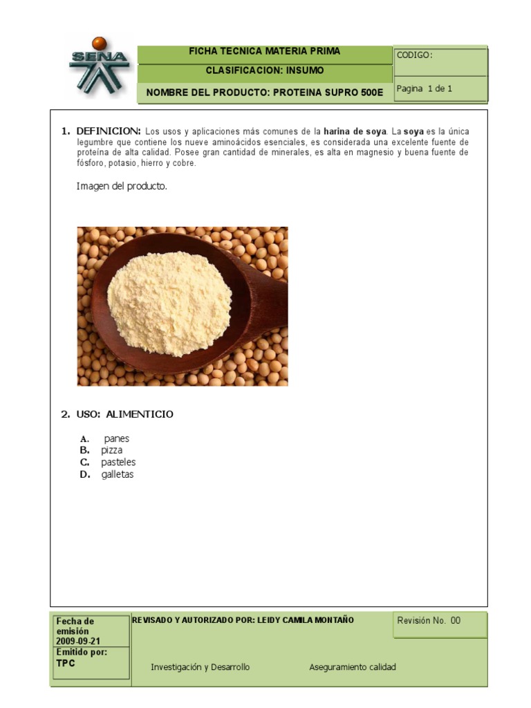Usos y propiedades de la proteína Supro 500E | PDF | Proteínas | Haba ...
