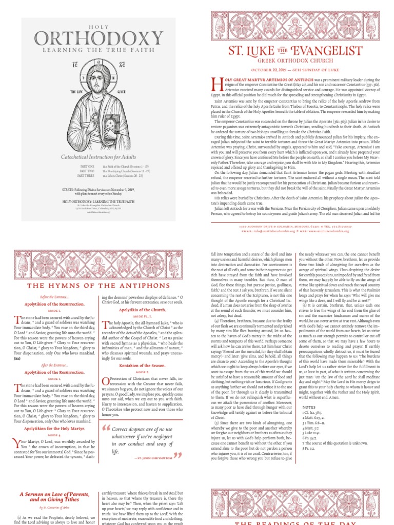 Orthodoxy: St. Luke The Evangelist | PDF | Eastern Orthodox Church | Relic