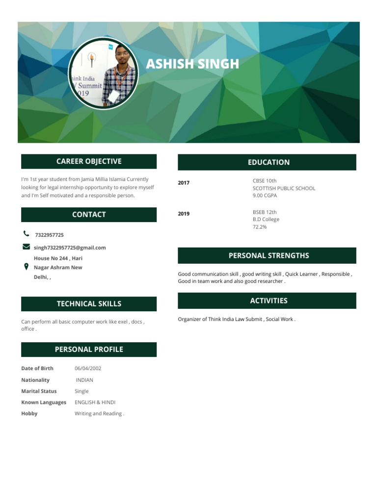 Resume Sample For Law Intern | PDF