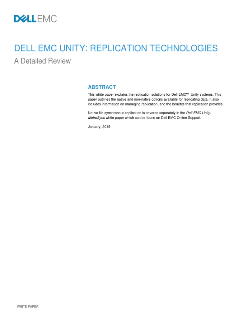 H15088-Dell Emc Unity-Replication Technologies | PDF | Replication (Computing) | Computer Data ...