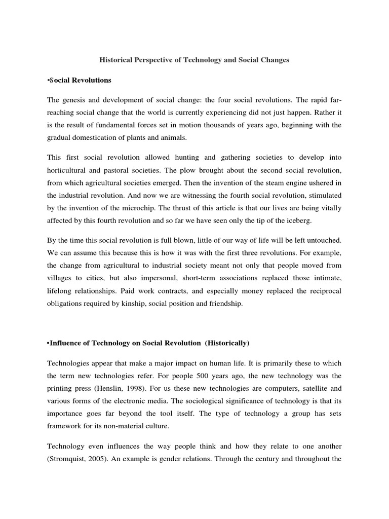 Technology and Social Changes | PDF | Revolutions | Society