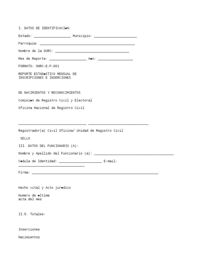 Reporte Mensual ONRC de Nacimientos | PDF