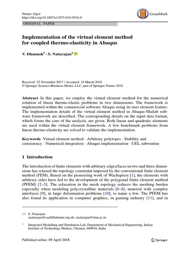 Implementation of The Virtual Element Method For Coupled ...