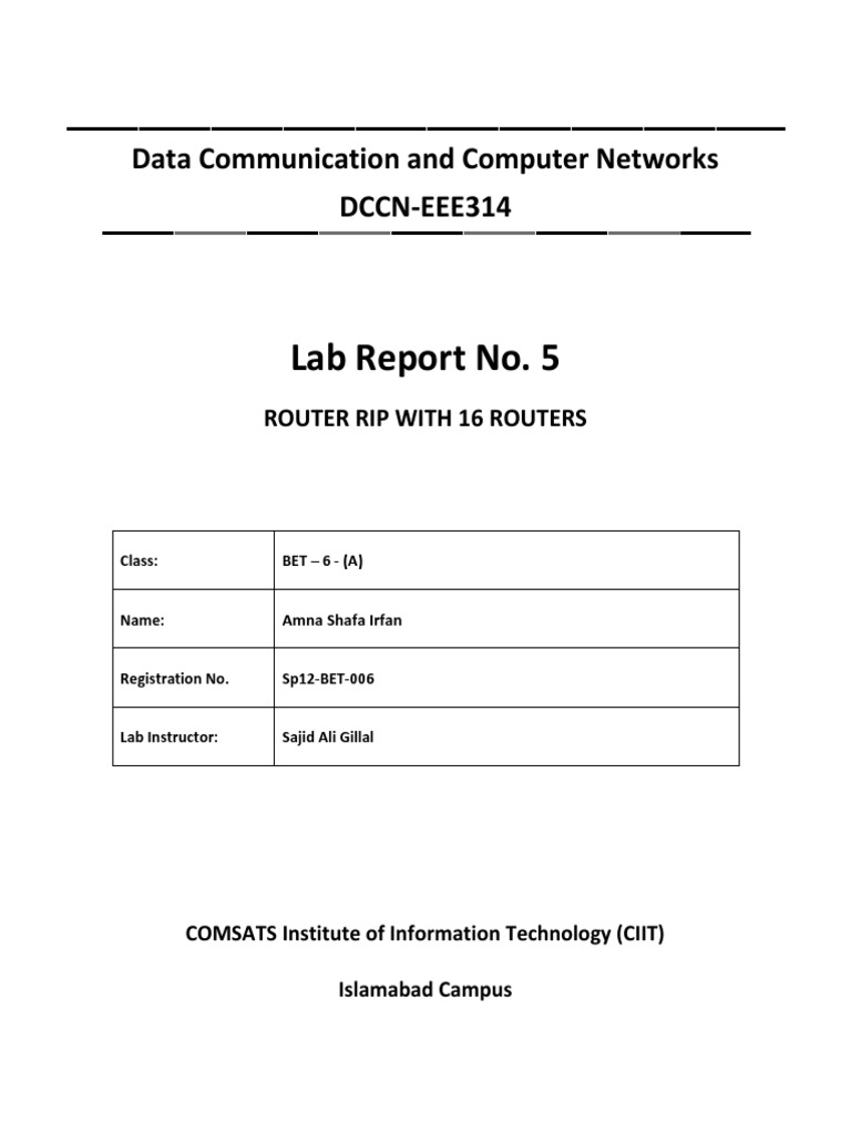 Proper Lab Report 5 | PDF | Router (Computing) | Computer Network