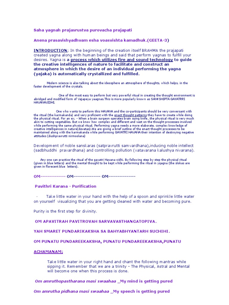 Yajnaprocedure | PDF | Religion And Belief | Nature