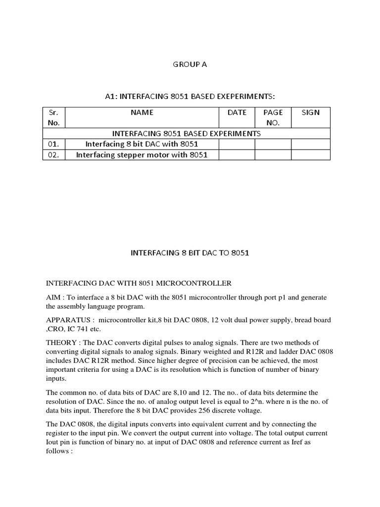 8051 Interfacing Experiments | PDF | Digital To Analog Converter ...