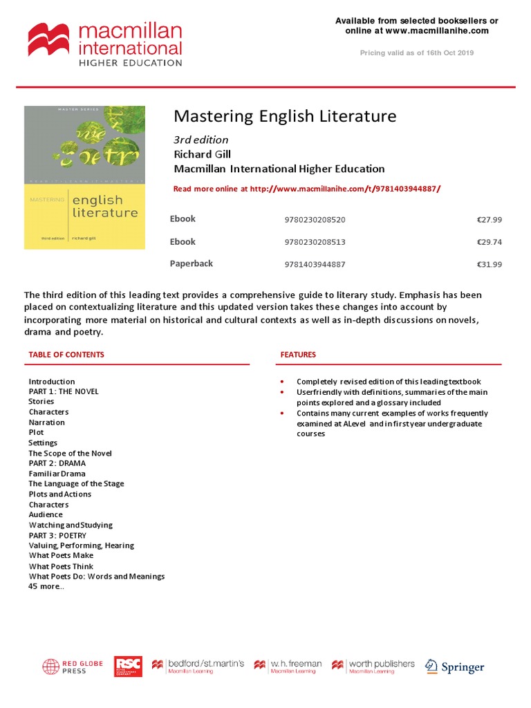 Mastering English Literature Guide | PDF | General Fiction