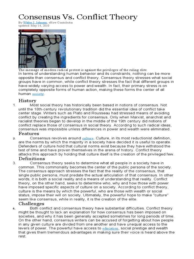 Consensus vs. Conflict Theory Explained | PDF
