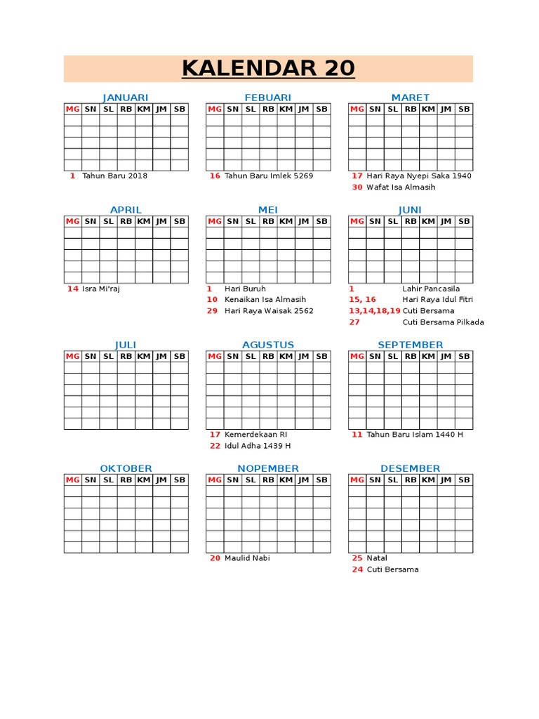 2018 Indonesian National Calendar: Public Holidays, Religious Festivals ...