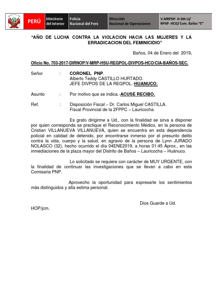 OFICIO RML | PDF | Crimen y violencia | Thriller y crimen