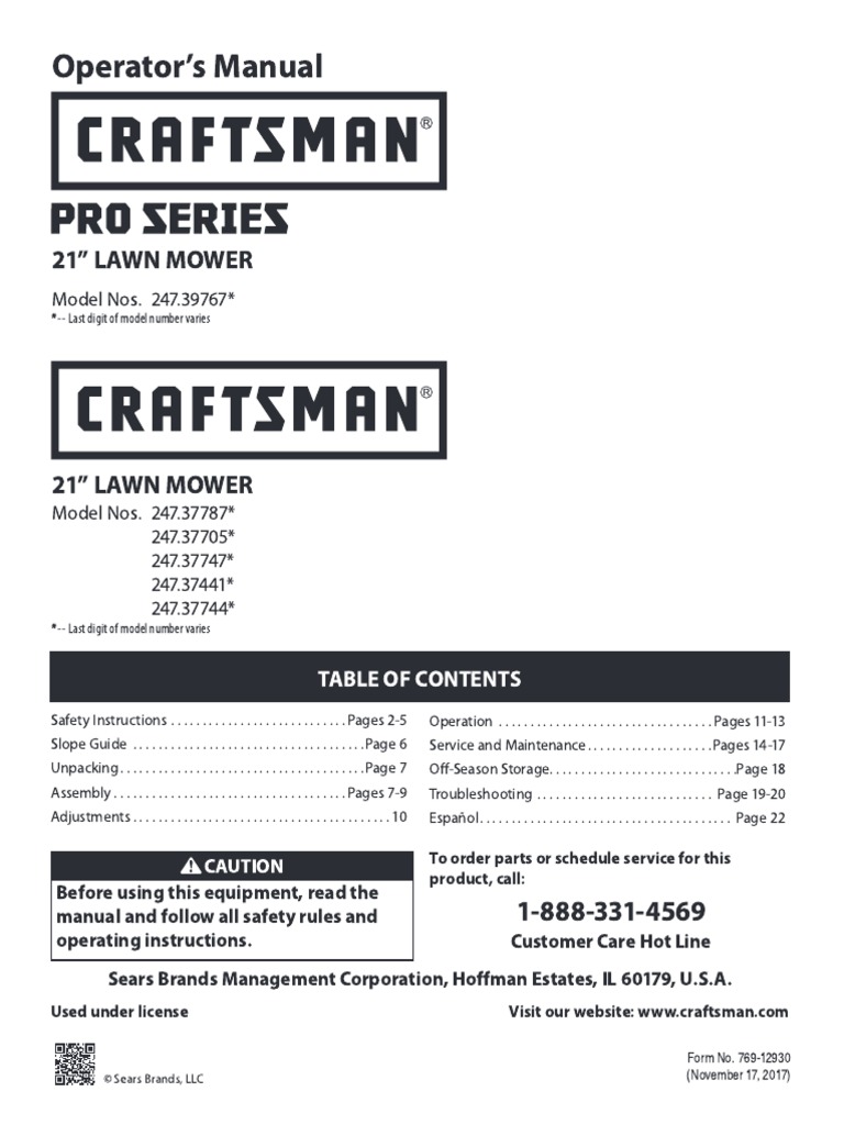 Craftsman m310 owners manual store