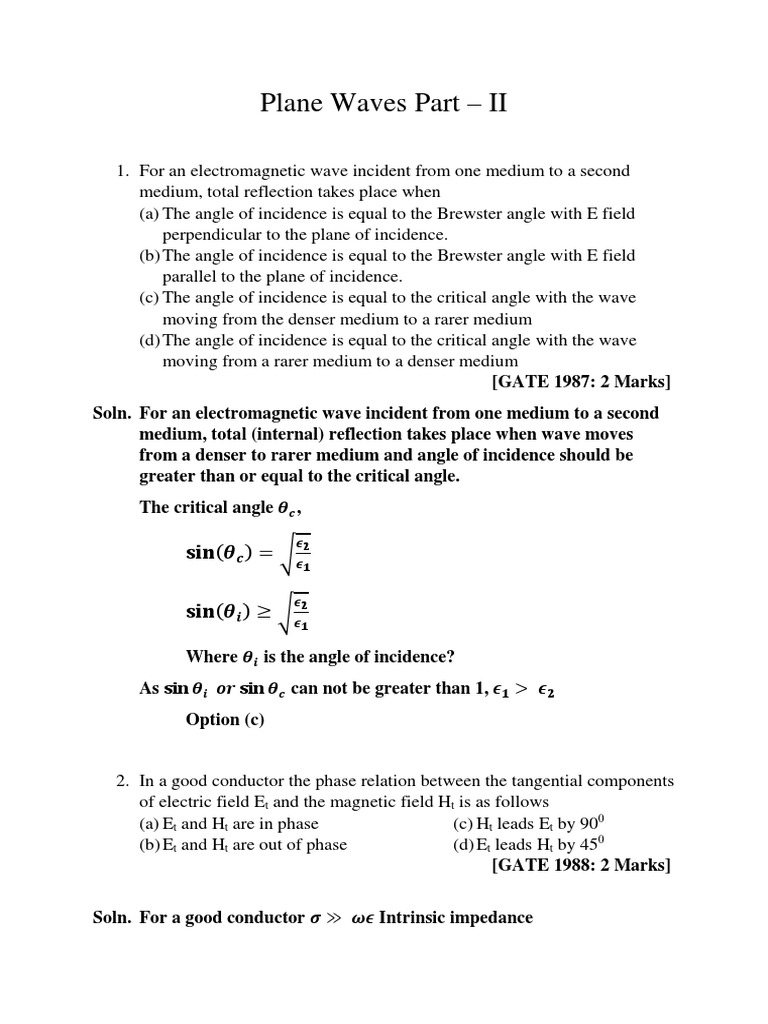 Plane Waves Part Ii1 Pdf Pdf Polarization Waves Waves