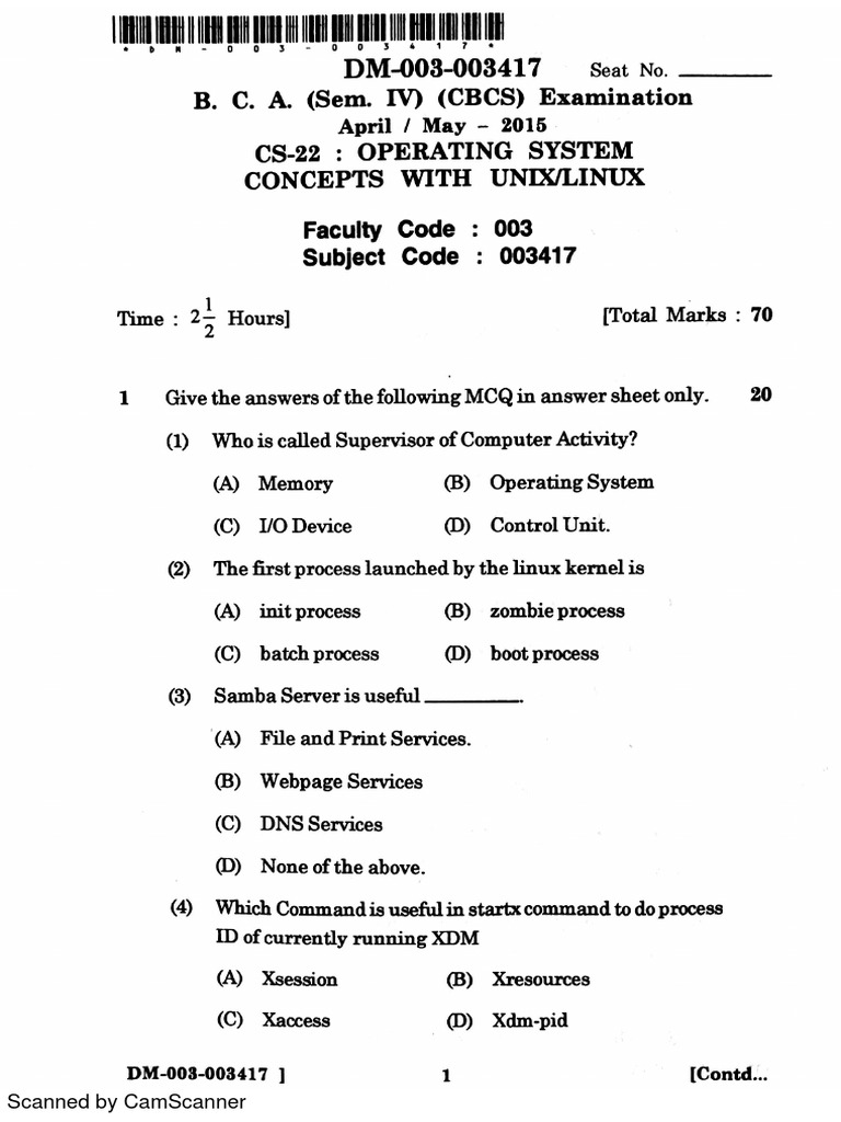 BCA-4 Apr.2015 Linux | PDF