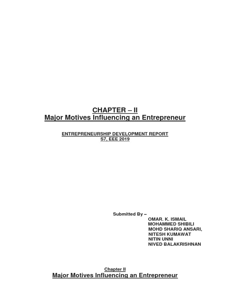 Major Motives Influencing An Entrepreneur | Download Free PDF | Startup ...